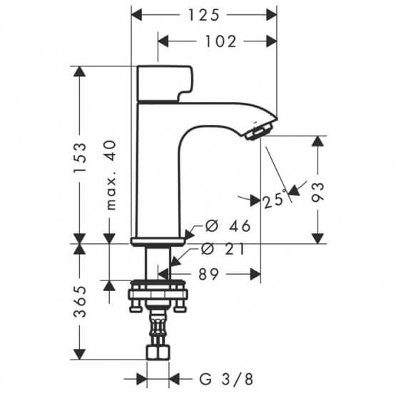 Hansgrohe Metris Bateria Umywalkowa 100mm bez mieszacza Chrom