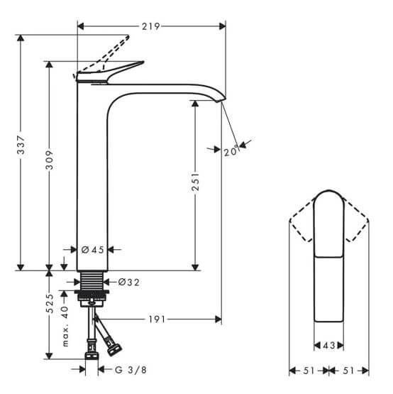 Jednouchwytowa Bateria Umywalkowa Vivenis Czarny Mat 75042670 Hansgrohe