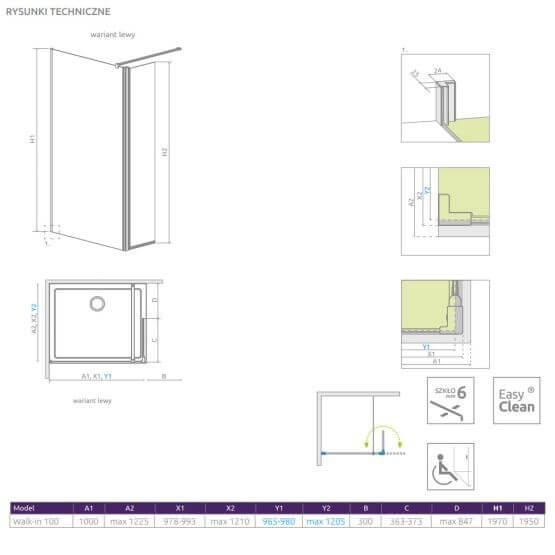 Kabina Walk-In 100 Lewa Eos 13799502-01L Radaway