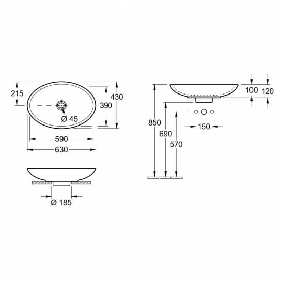 Umywalka Loop&Friends Nablatowa 43cm 51511001 Villeroy&Boch