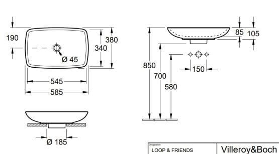Umywalka Nablatowa Loop&Friends 58,5x38 51540001 Villeroy&Boch