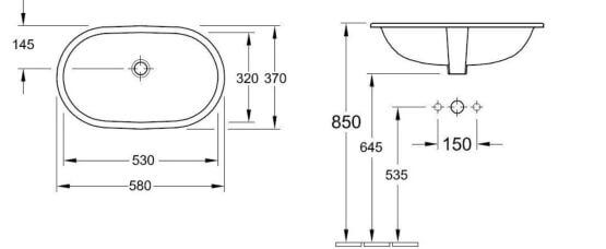 Umywalka Podblatowa O.Novo 53x32 Weiss Alpin 41625001 Villeroy&Boch